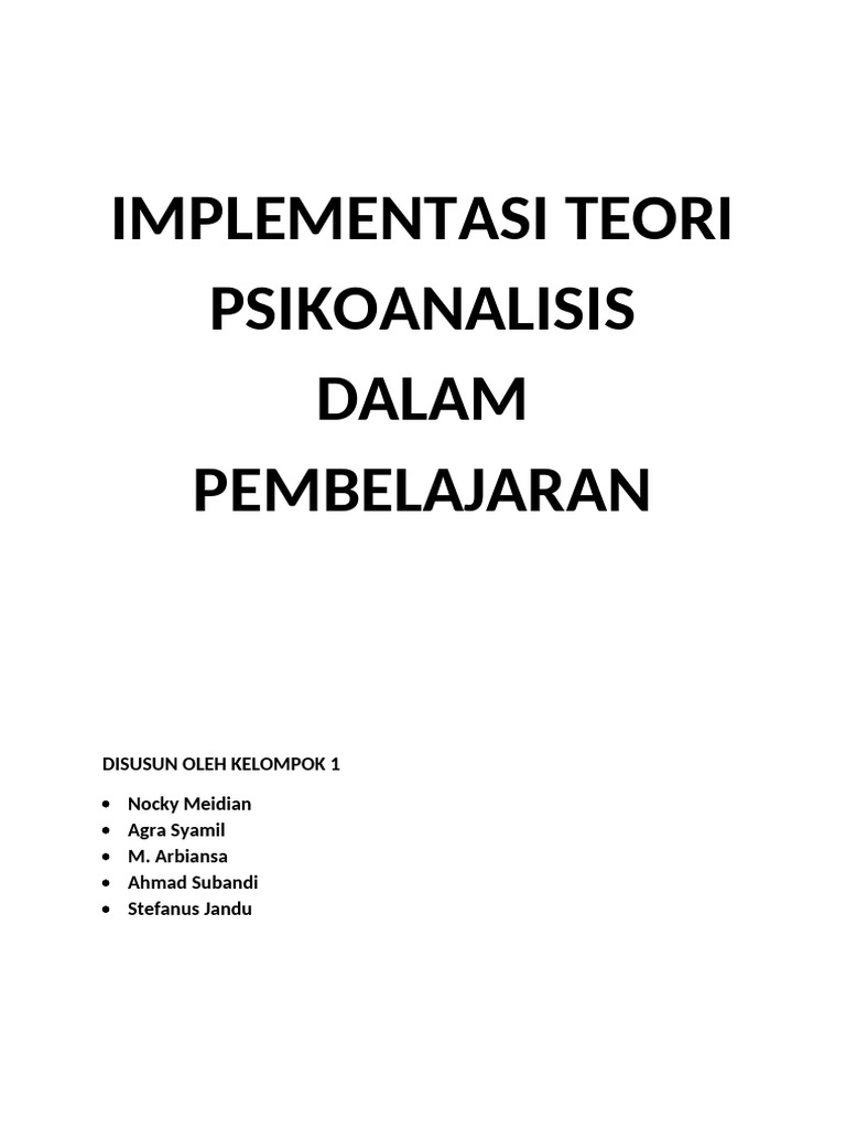 Implementasi Teori Psikoanalisis Dalam Pembelajaran | PDF