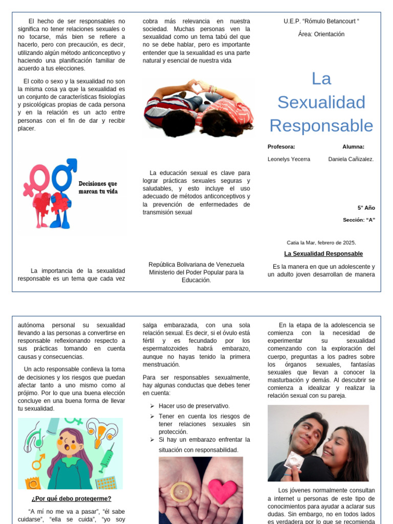 Triptico Proyecto | PDF | La sexualidad humana | Relaciones sexuales