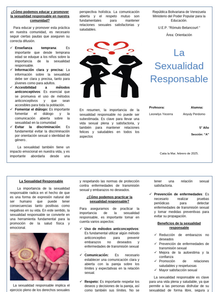 triptico proyecto (2) | PDF | La sexualidad humana | Control de la natalidad