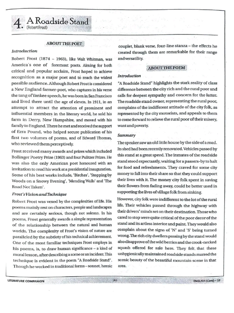 Poem A Roadside Stand Class 12 | PDF