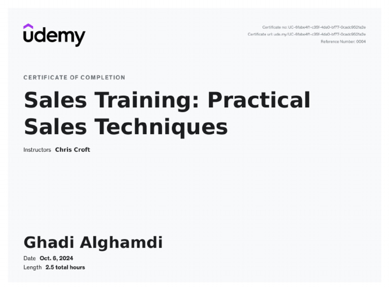 Sales Training-Practical Sales Techniques Certificate | PDF