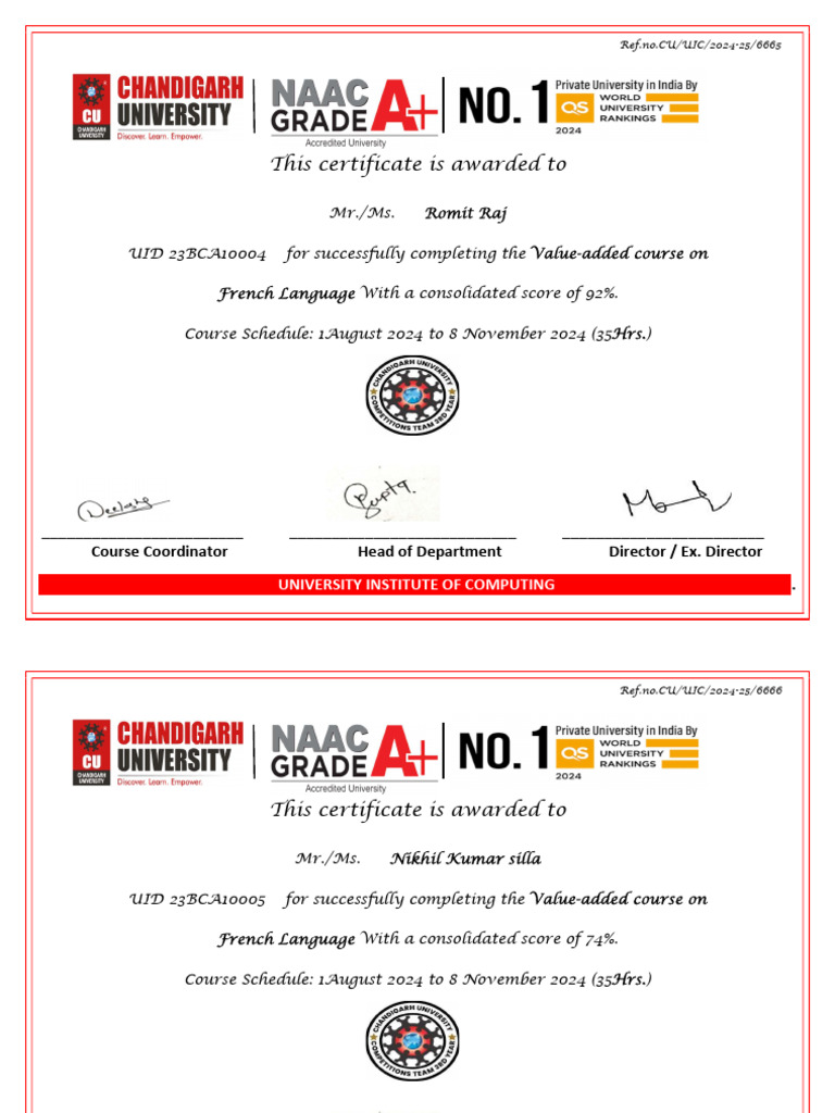 French Certificates | PDF