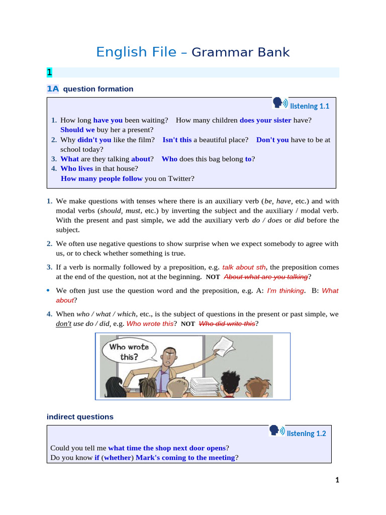 English File - Grammar Bank | PDF | Adverb | Question