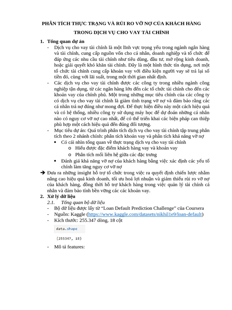 KHDL DỰ ÁN CUỐI KỲ | PDF