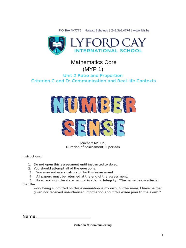 3) 6A Ratio Summative Assessment Criterion C and D | PDF | Reason ...