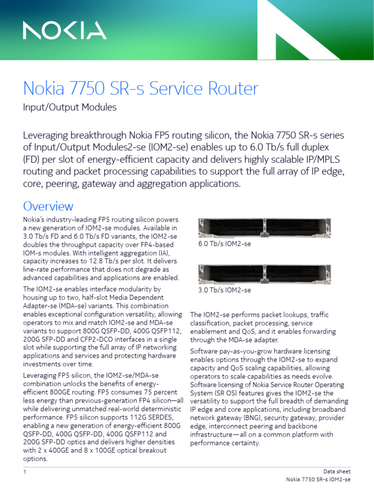 Nokia 7750 SR S IOM2 Se Input Output Modules Data Sheet EN | PDF | Router (Computing) | Quality ...