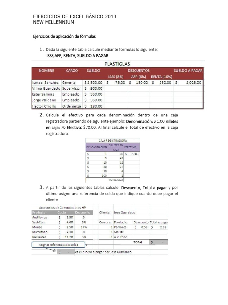 Ejercicios Basicos Excel | PDF