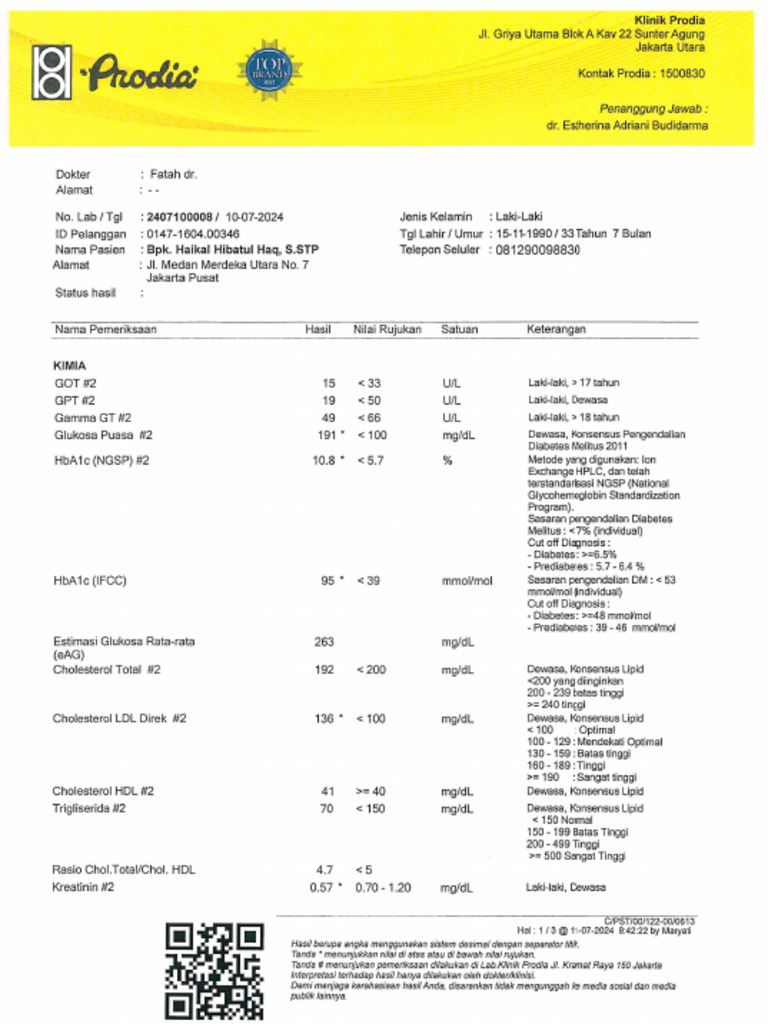 Hasil Cek Darah | PDF
