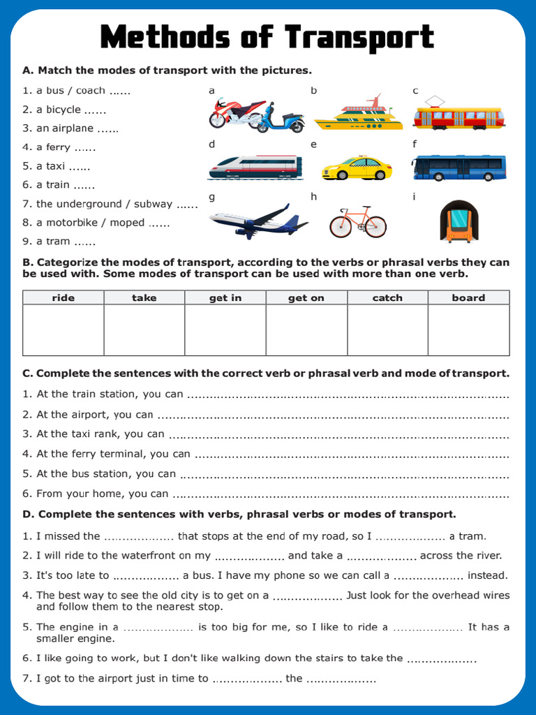Methods of Transport WS | PDF