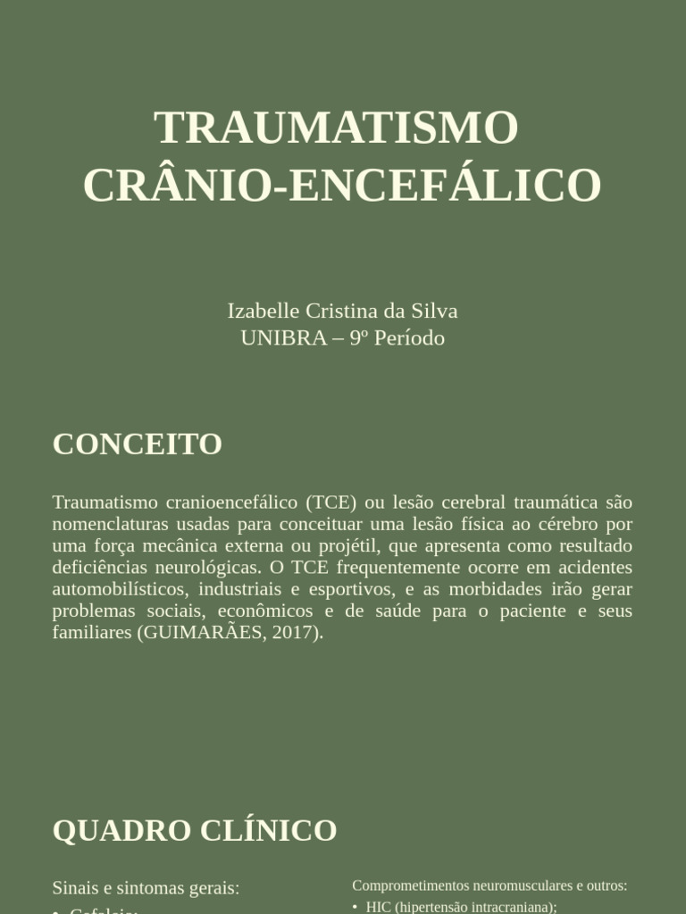 Traumatismo Cranioencefálico: Causas e Tratamento | PDF | Traumatismo ...