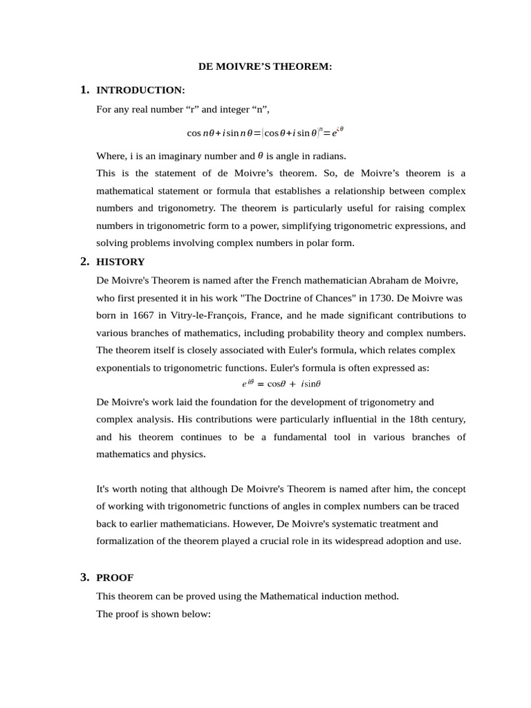 De Moivre's Theorem Explained | PDF | Trigonometry | Waves