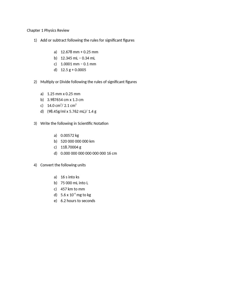 Fe Chapter 1 Physics Review Copy | PDF