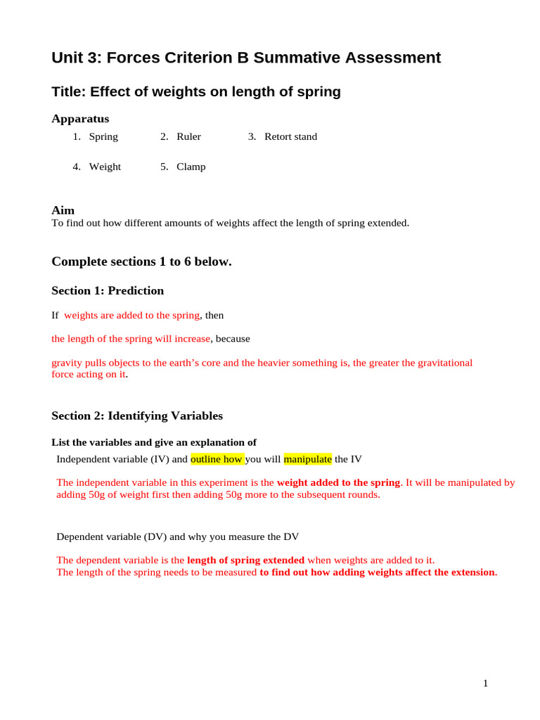Unit 3 - Forces Criterion B Summative | PDF | Weight | Gravity