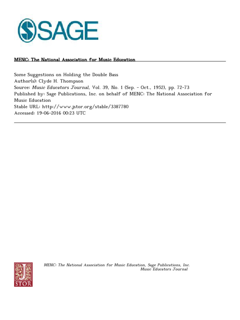 Clyde H. Thompson (1952) - Some Suggestions On Holding The Double Bass ...