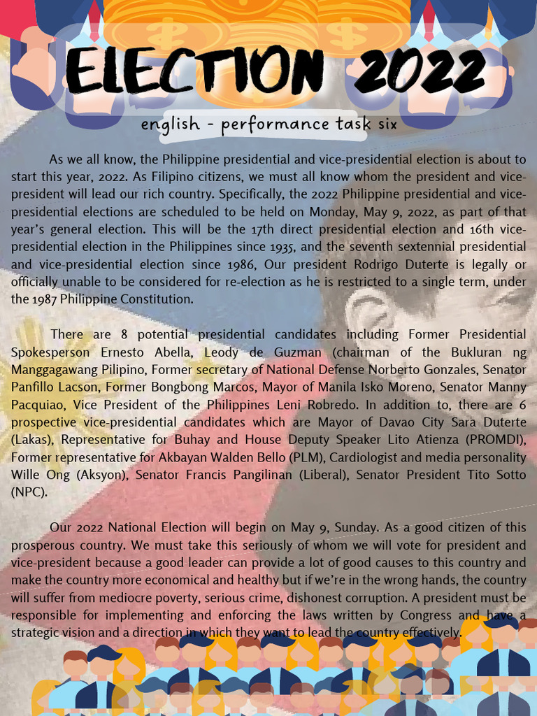 ENG - PT6 - Election 2022 (Q2W6) | PDF | Philippines | Government