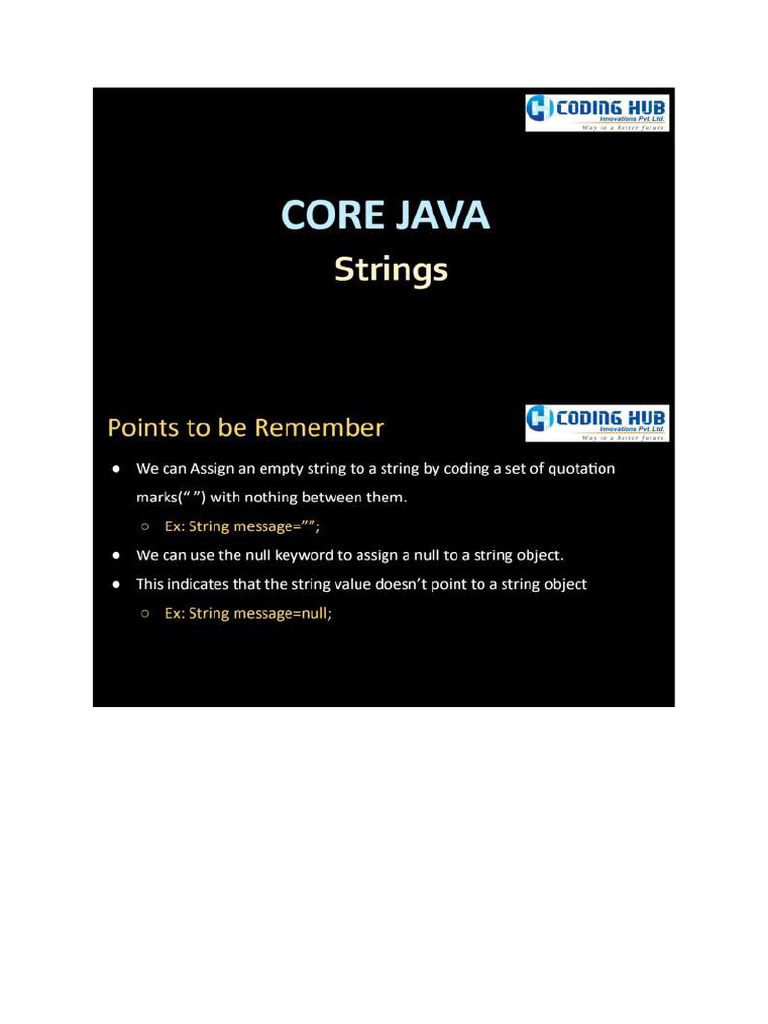 JAVA (Strings) | PDF