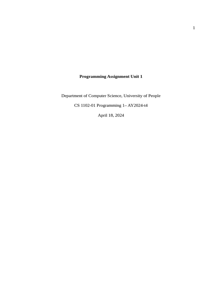 Programming Assignment Unit 1 | PDF