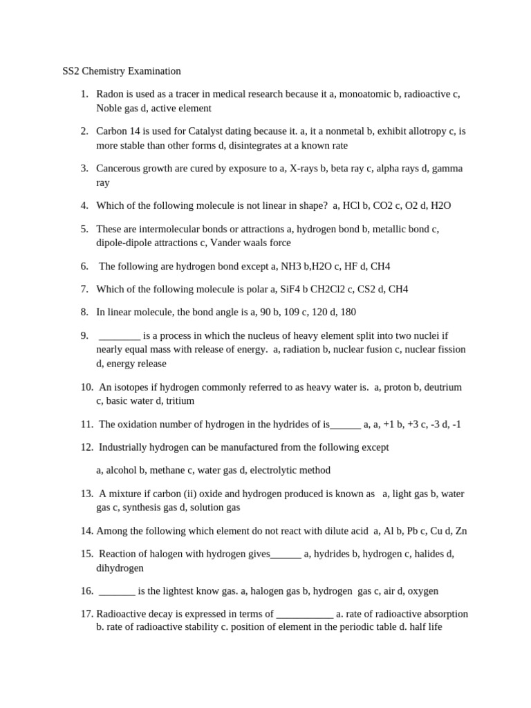 SS2 Chemistry-WPS Office | PDF | Chemical Bond | Chemical Polarity