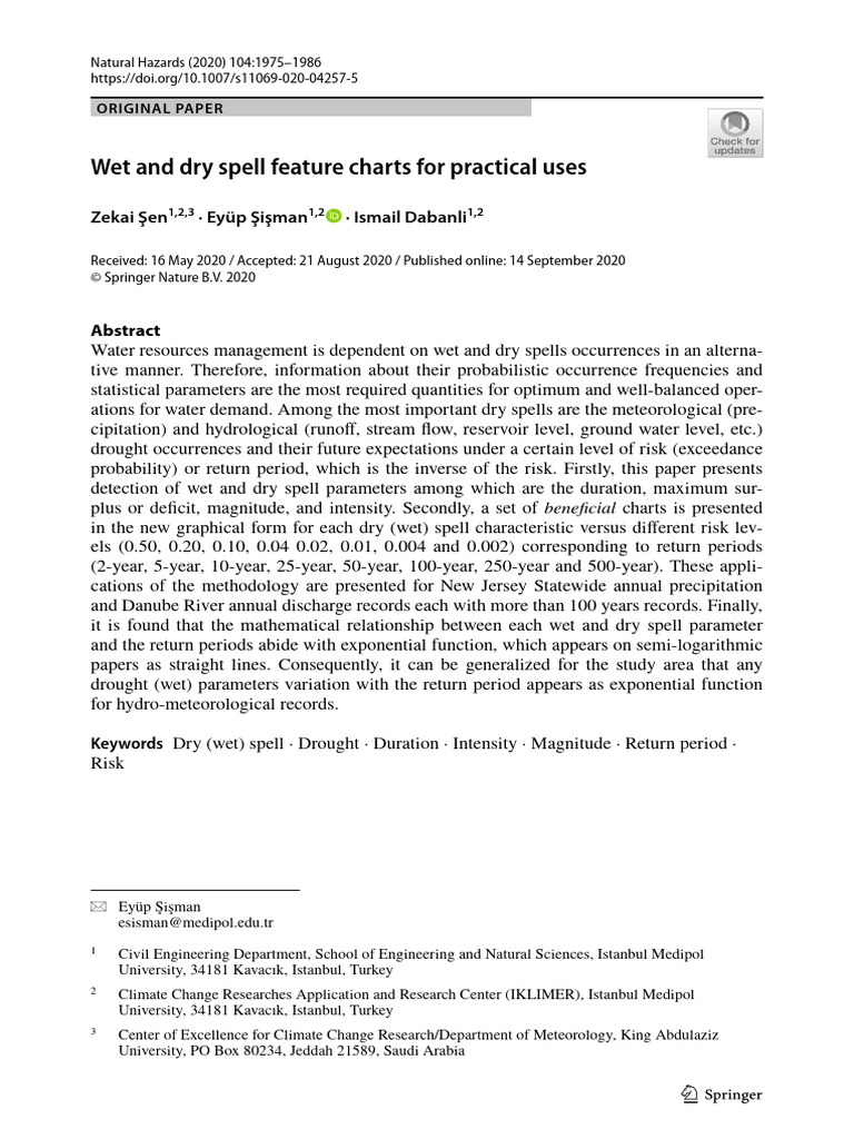 Wet and Dry Spell Feature Charts For Practical Uses | PDF | Drought ...