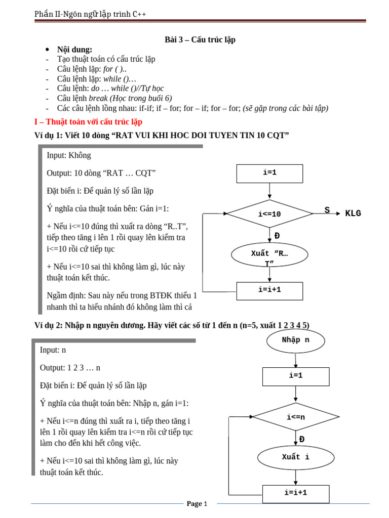 Bai 3 - Cau Truc Lap_part1 + 2 | PDF