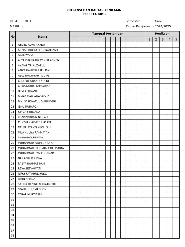 Presensi Siswa 24-25-1 | PDF