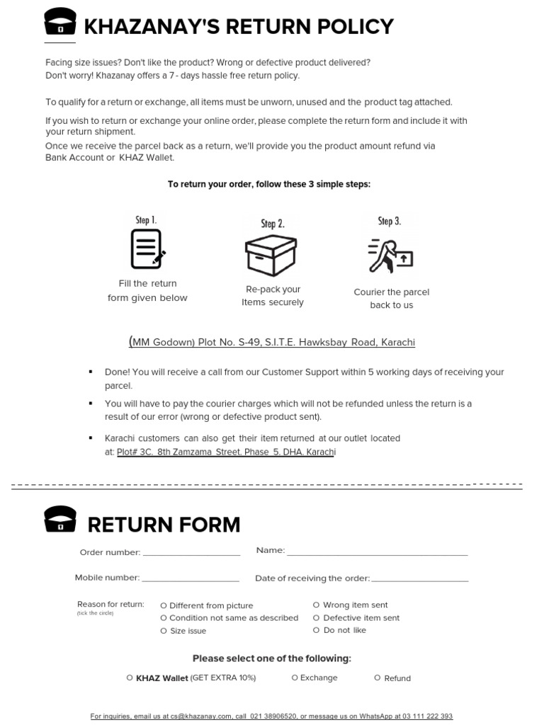 Khazanay 7-Day Return Policy Guide | PDF