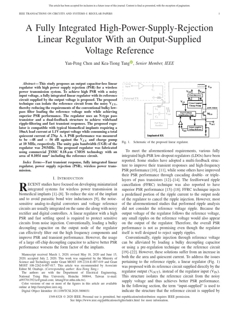 Chen 和 Tang - 2020 - A Fully Integrated High-Power-Supply-Rejection Lin | PDF | Amplifier ...