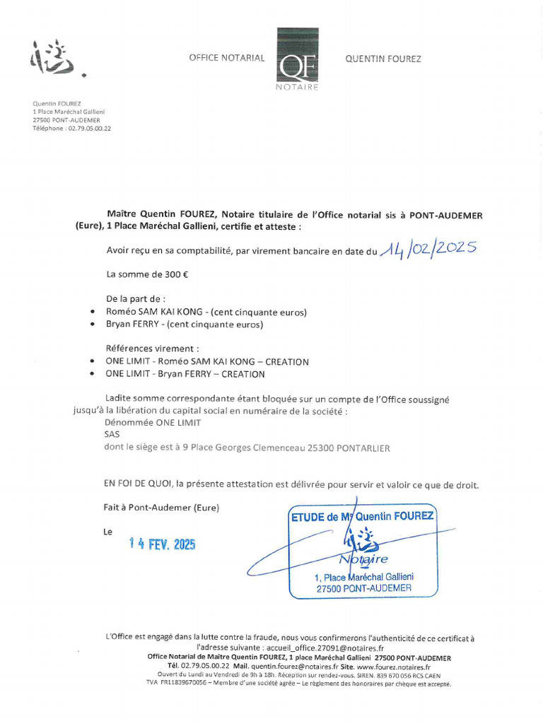 Capital Attestation de Depot | PDF