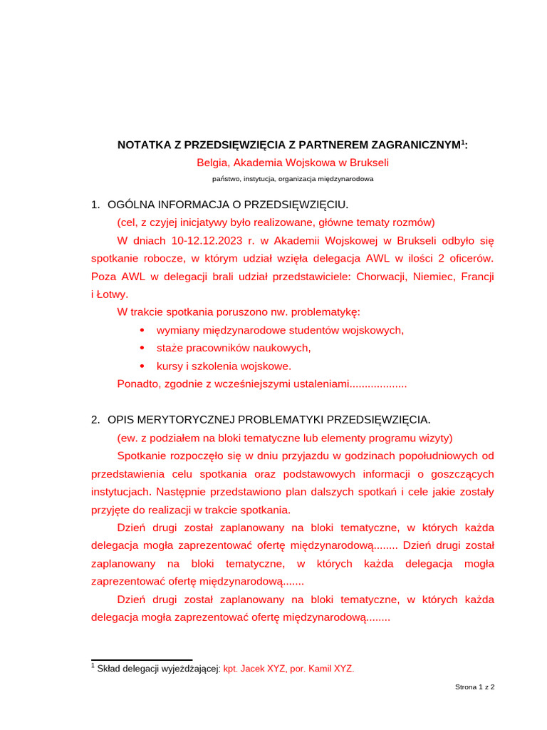 Notatka Wzór Nowy | PDF