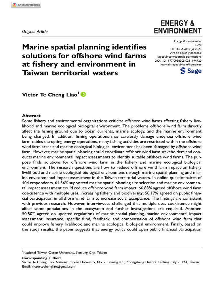 Offshore Wind Farms and Marine Planning in Taiwan | PDF | Offshore Wind ...