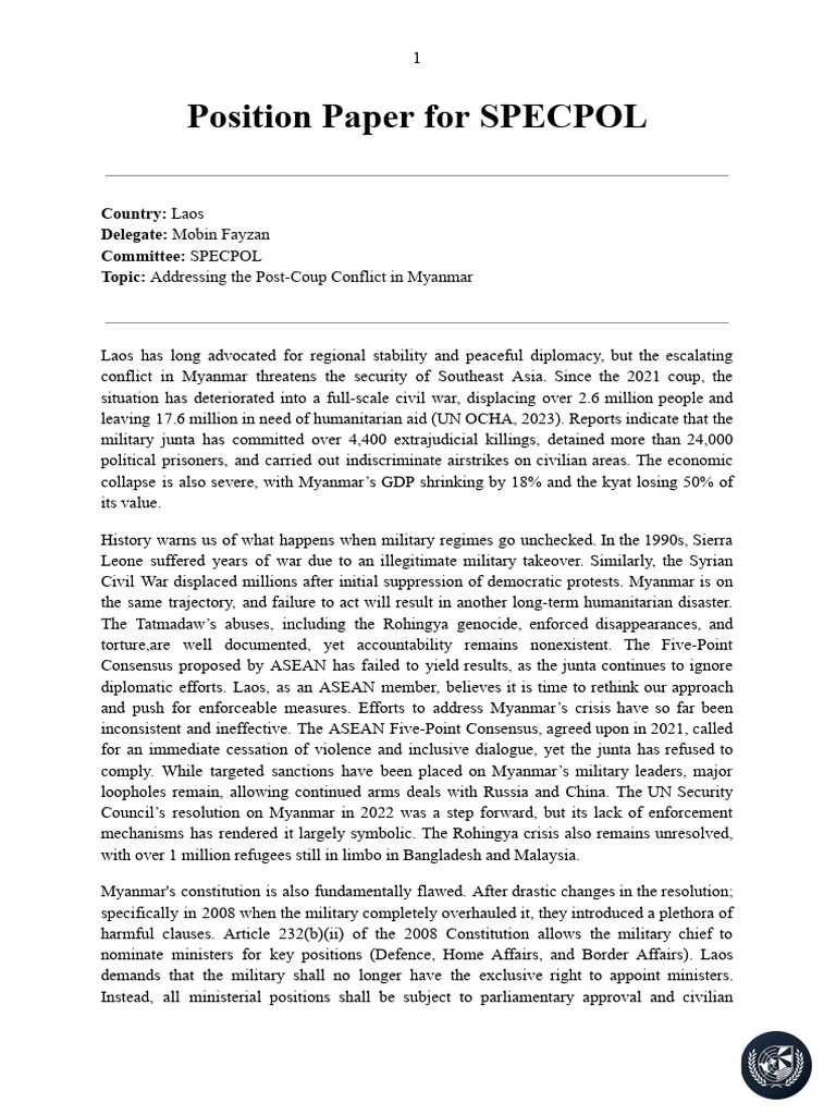Laos' Position on Myanmar Coup Crisis | PDF | Myanmar | Syrian Civil War