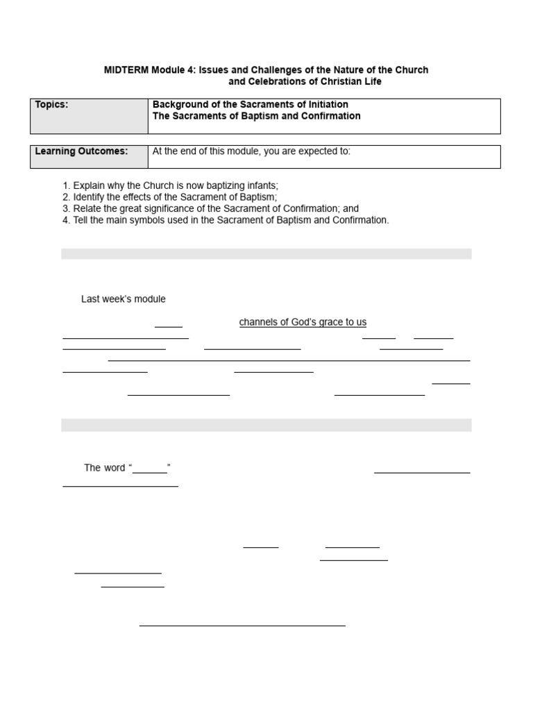 Sacraments of Initiation - Baptism Confirmation | PDF | Confirmation ...
