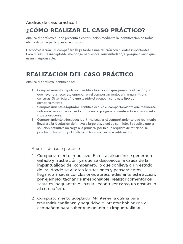 Analisis de caso practico 1 | PDF | Las emociones | Comportamiento