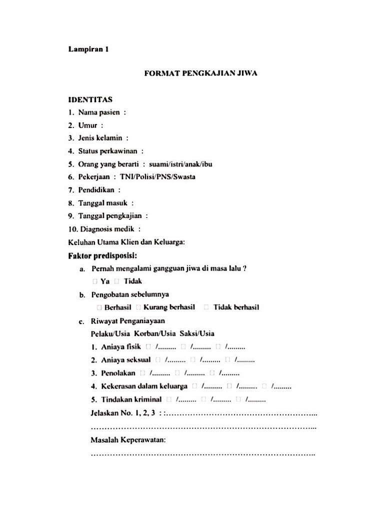 Format Pengkajian Jiwa | PDF