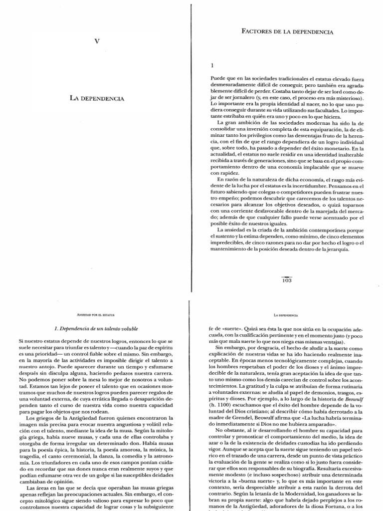 Separata 4 Pp. 103-117, Ansiedad por el estatus (De Botton, 2007) | PDF