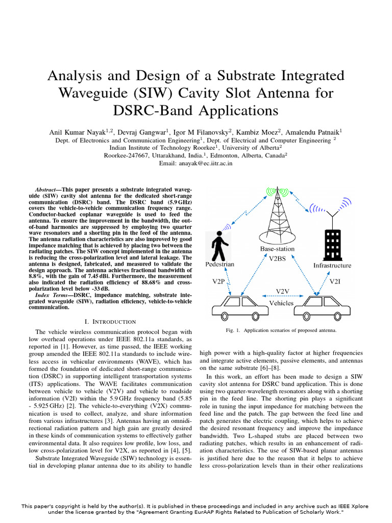 Analysis and Design of A Substrate Integrated Waveguide SIW Cavity Slot ...