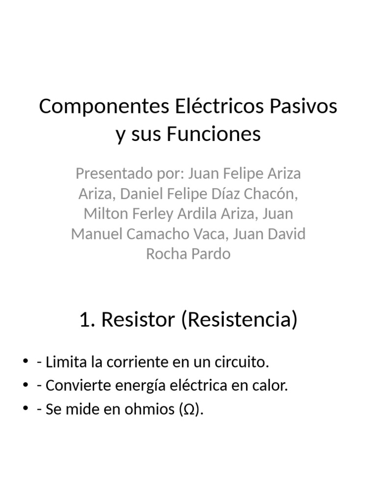Componentes Electricos Pasivos | PDF