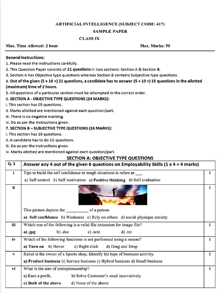Ai Sample Paper 1 | PDF