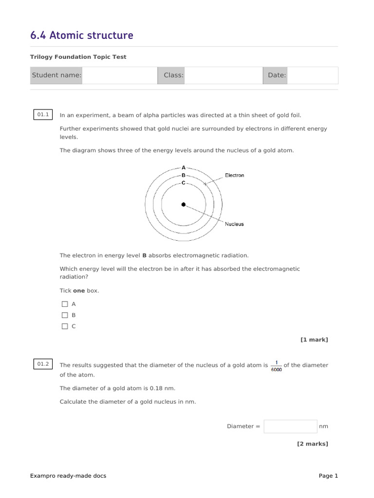 Atomic Structure and Radiation Concepts | PDF | Atoms | Radioactive Decay