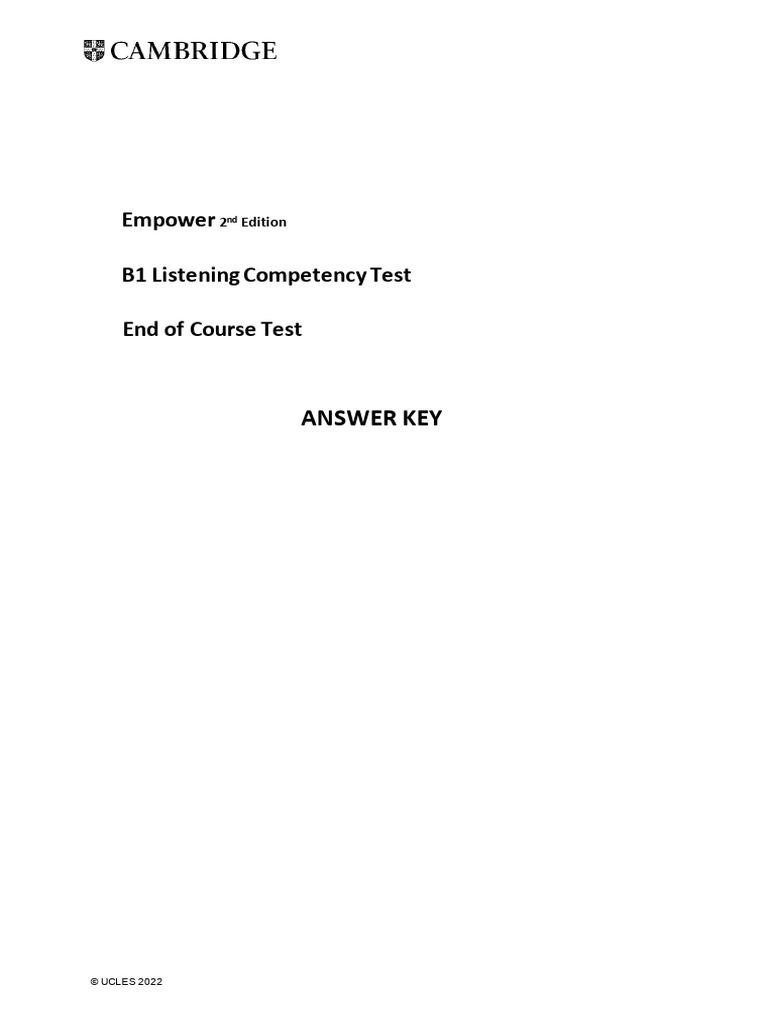B1 Listening Competency Test Answer Key | PDF