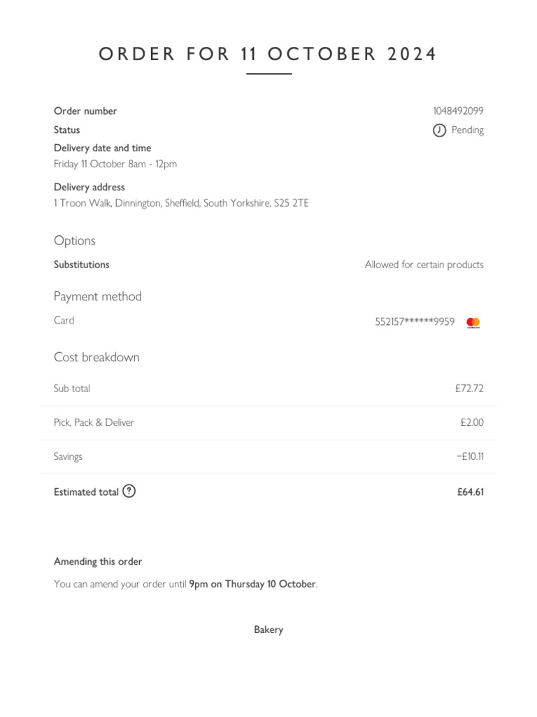 View Order - Waitrose & Partners | PDF