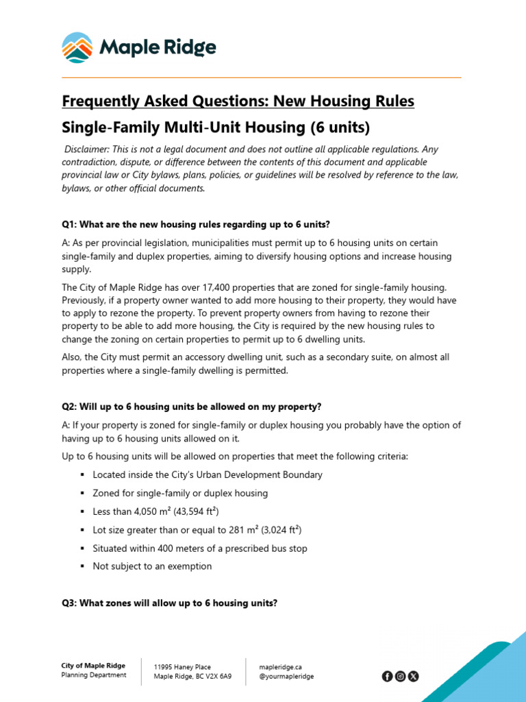 FAQ - SSMUH 6 Units v2 | PDF | Zoning | Property Tax