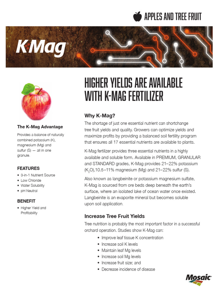 K-Mag Fertilizer for Optimal Tree Yields | PDF | Potassium | Chemistry
