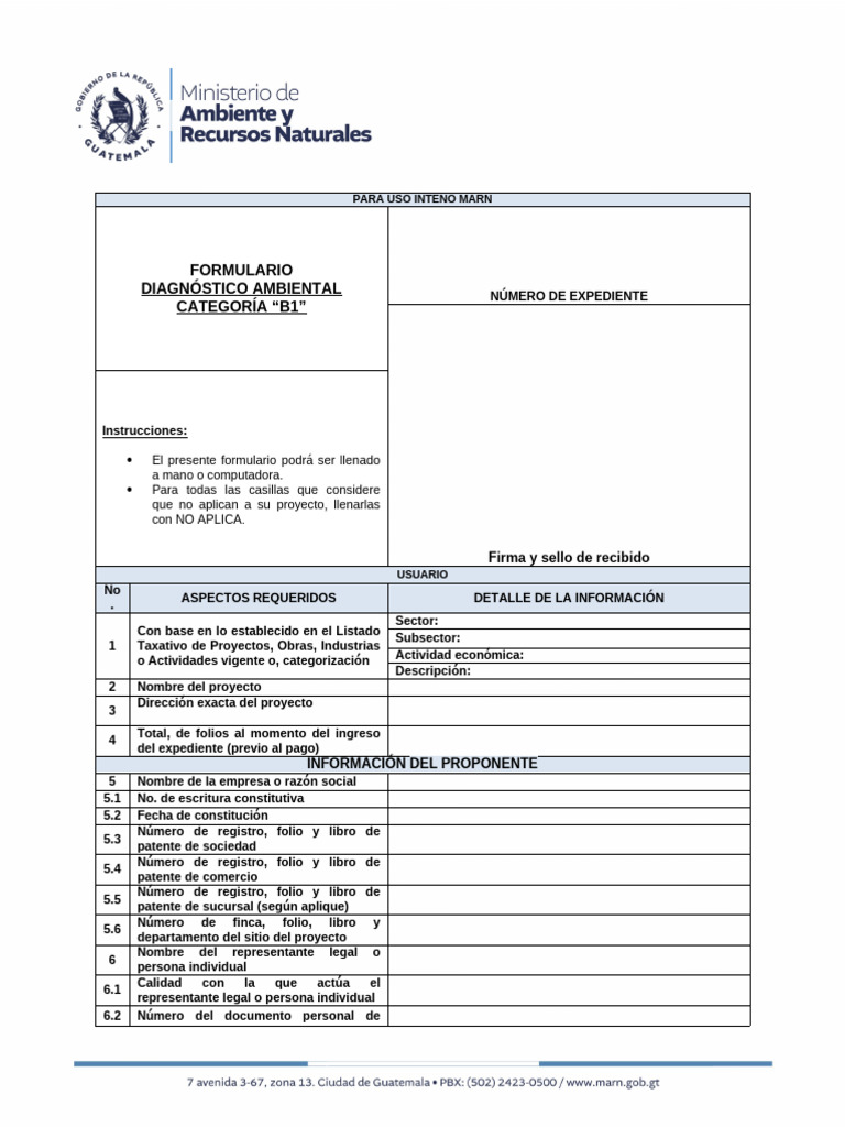 Formulario Diagnostico Ambiental Categoria B1 | PDF | Residuos | Vertedero