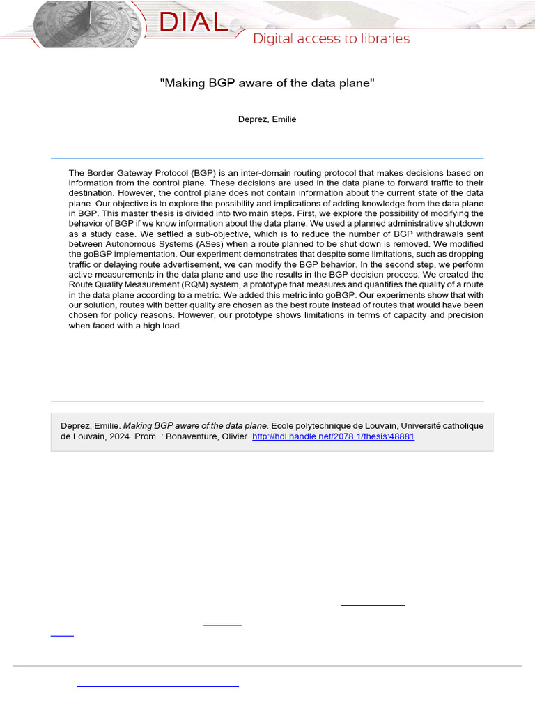 Making BGP Aware Data Plane | PDF | Internet Standards | Routing