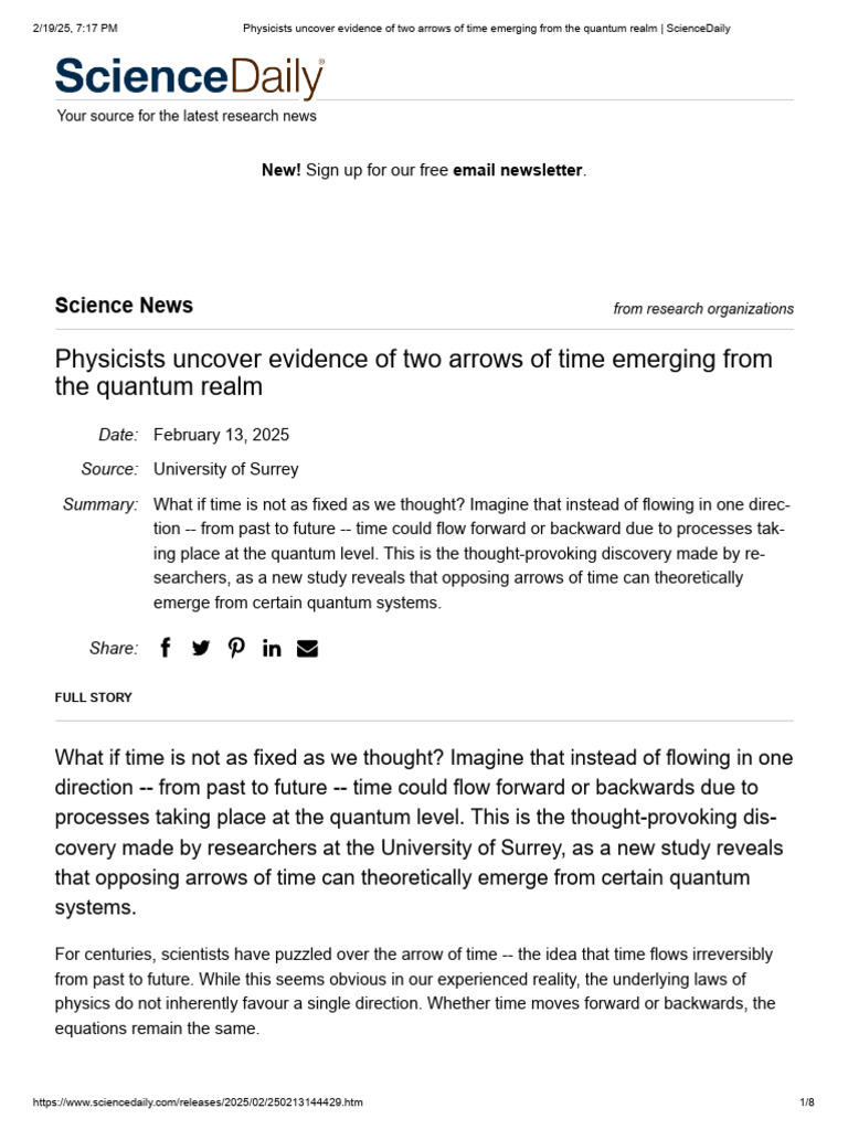 Physicists Uncover Evidence of Two Arrows of Time Emerging From The ...