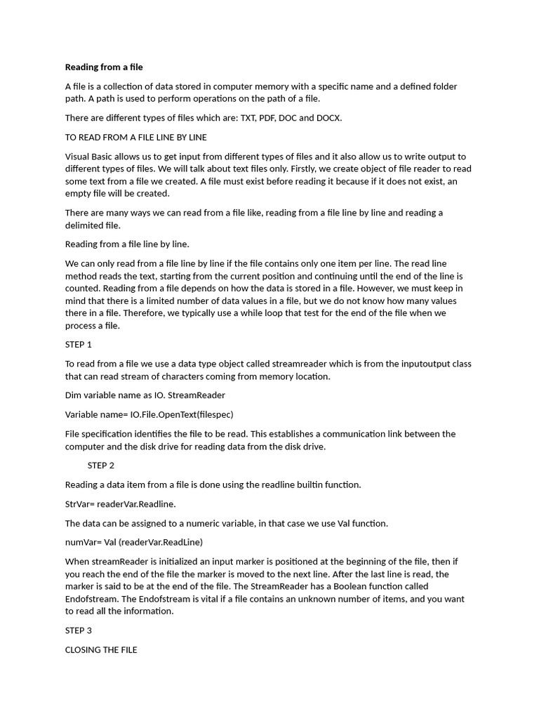 Reading From A File Line By Line Pdf Computer File Inputoutput