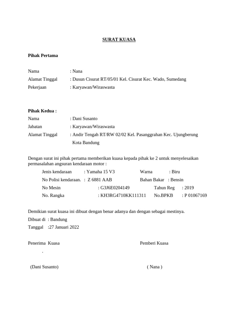 Surat Kuasa | PDF