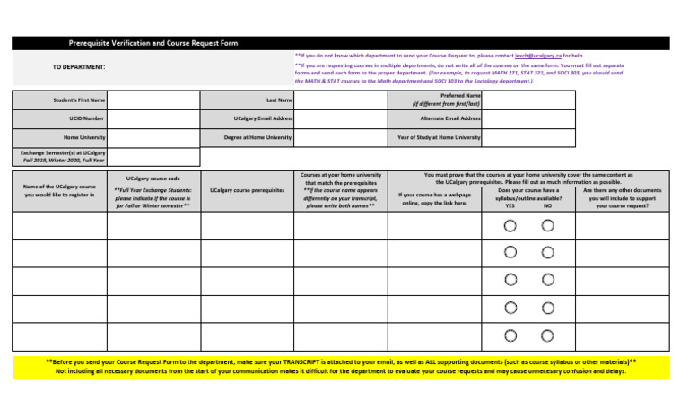 Prerequisite Verification & Course Request Form | PDF | Communication