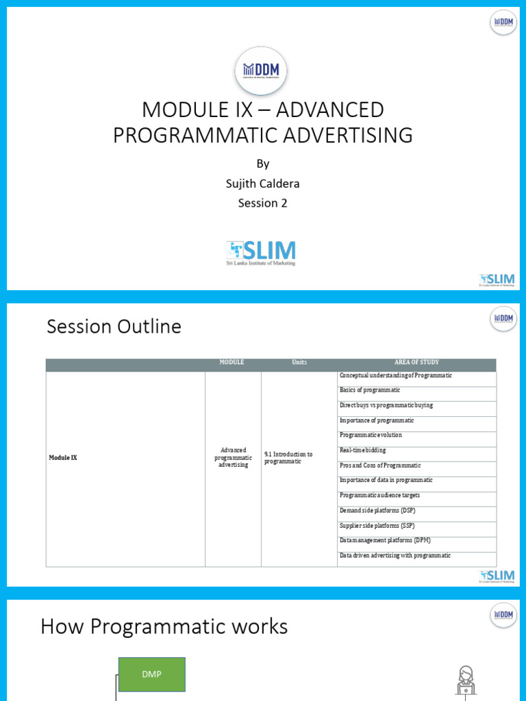 DDM - Module IX - Advanced Programmatic Advertising - Session 2.1 | PDF | Auction | Analytics
